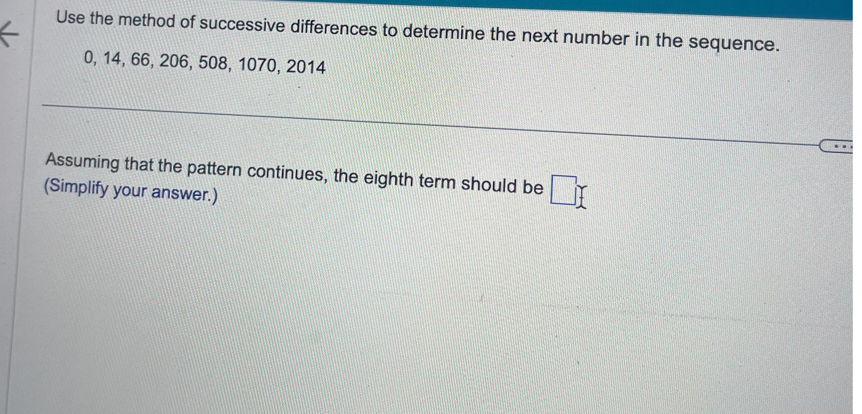 Solved Use the method of successive differences to determine | Chegg.com
