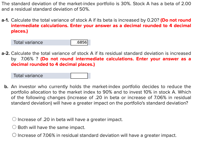 The standard deviation of the market-index portfolio | Chegg.com