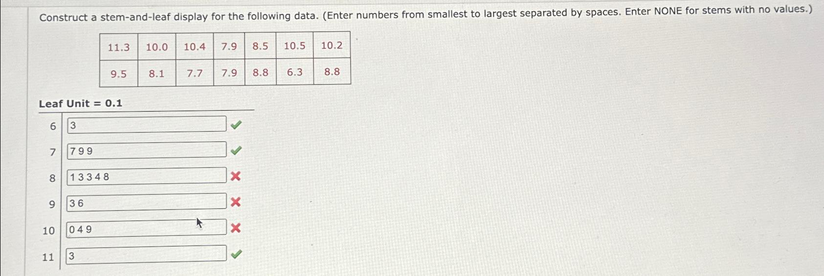 Solved Construct a stem-and-leaf display for the following | Chegg.com