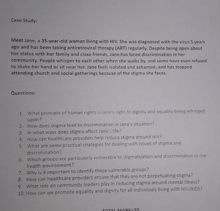 Solved Case Study:Meet Jane, a 35-year-old woman living with | Chegg.com