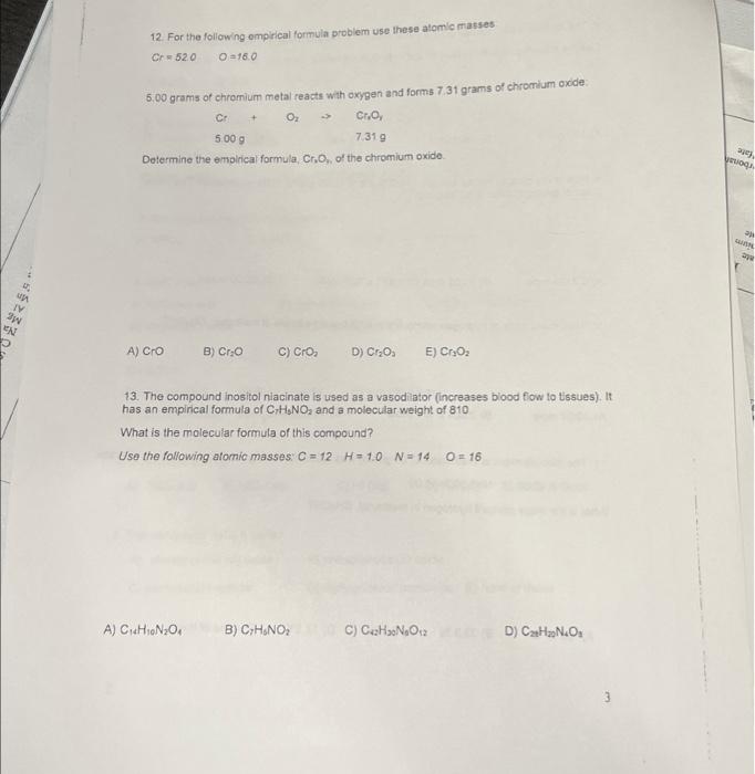 Solved 8. The formula mase (aiso called the moiar mass or | Chegg.com