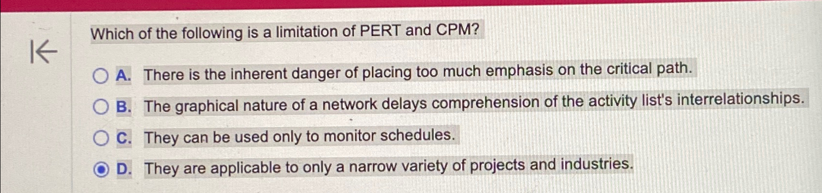 Solved Which of the following is a limitation of PERT and | Chegg.com