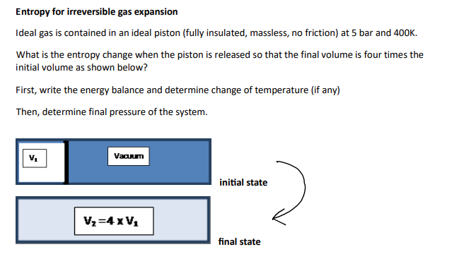 Solved Entropy for irreversible gas expansionIdeal gas is | Chegg.com