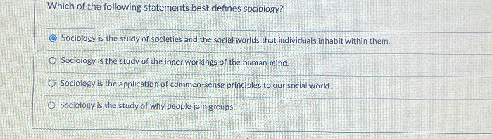 Solved Which of the following statements best defines | Chegg.com