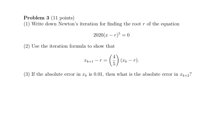 Solved Problem 3 (11 points) (1) Write down Newton's | Chegg.com Solved Problem 3 (11 points) (1) Write down Newton's | Chegg.com