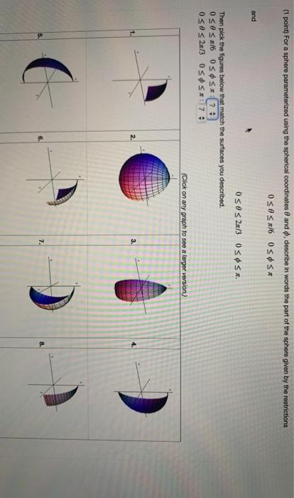 Solved (1 point) For a sphere parameterized using the | Chegg.com