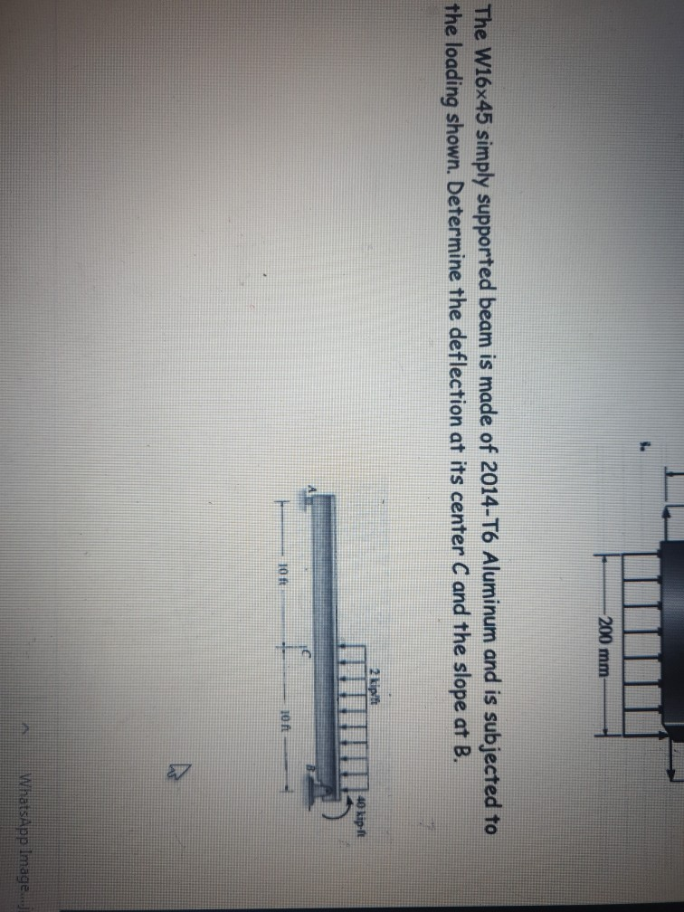Solved 200 mm The W16x45 simply supported beam is made of | Chegg.com