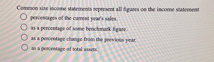 Solved Common size income statements represent all figures | Chegg.com