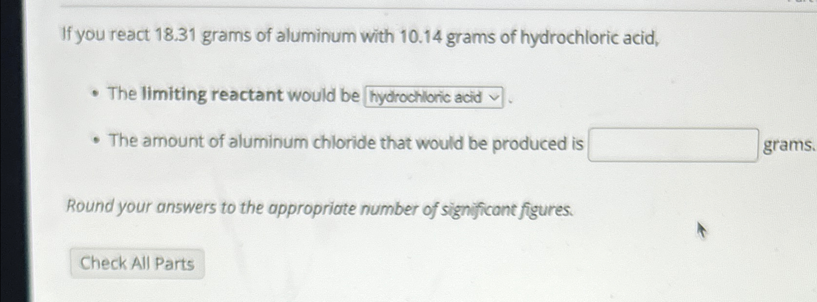 If you react 18.31 ﻿grams of aluminum with 10.14 | Chegg.com