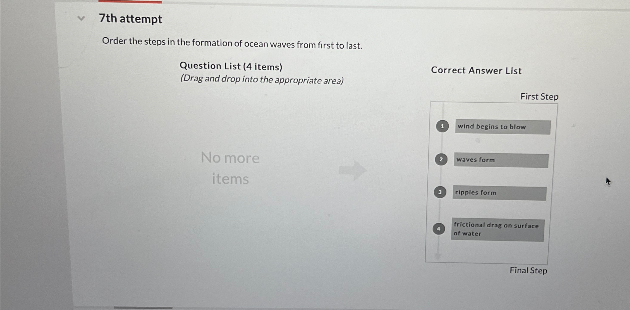 Solved 7th attemptOrder the steps in the formation of ocean | Chegg.com