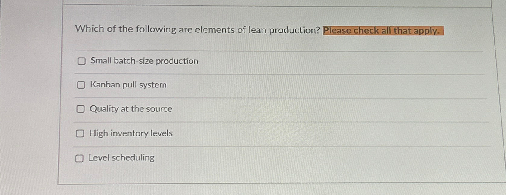 Solved Which of the following are elements of lean | Chegg.com