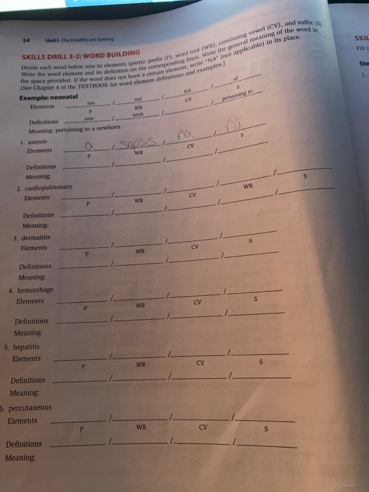 Solved Write the word element and its definition on the | Chegg.com