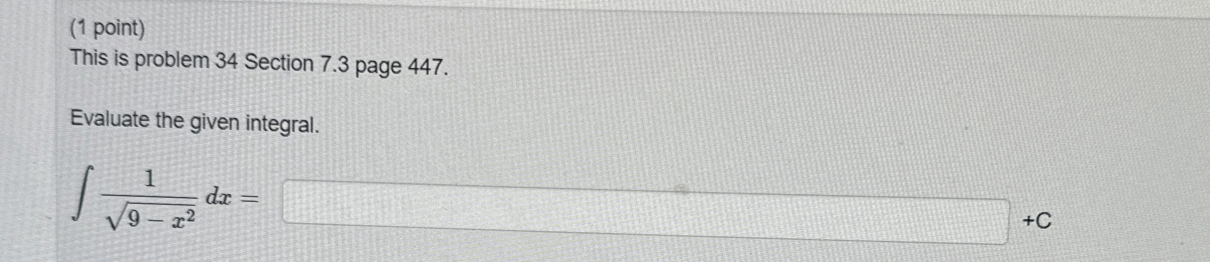 Solved (1 ﻿point)This is problem 34 ﻿Section 7.3 ﻿page | Chegg.com