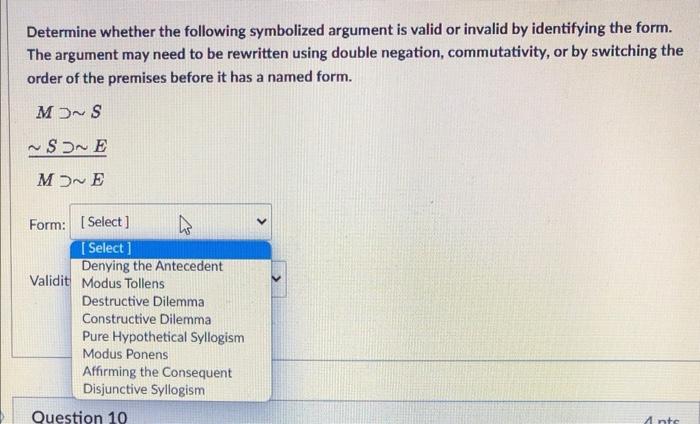 Solved Determine Whether The Following Symbolized Argument