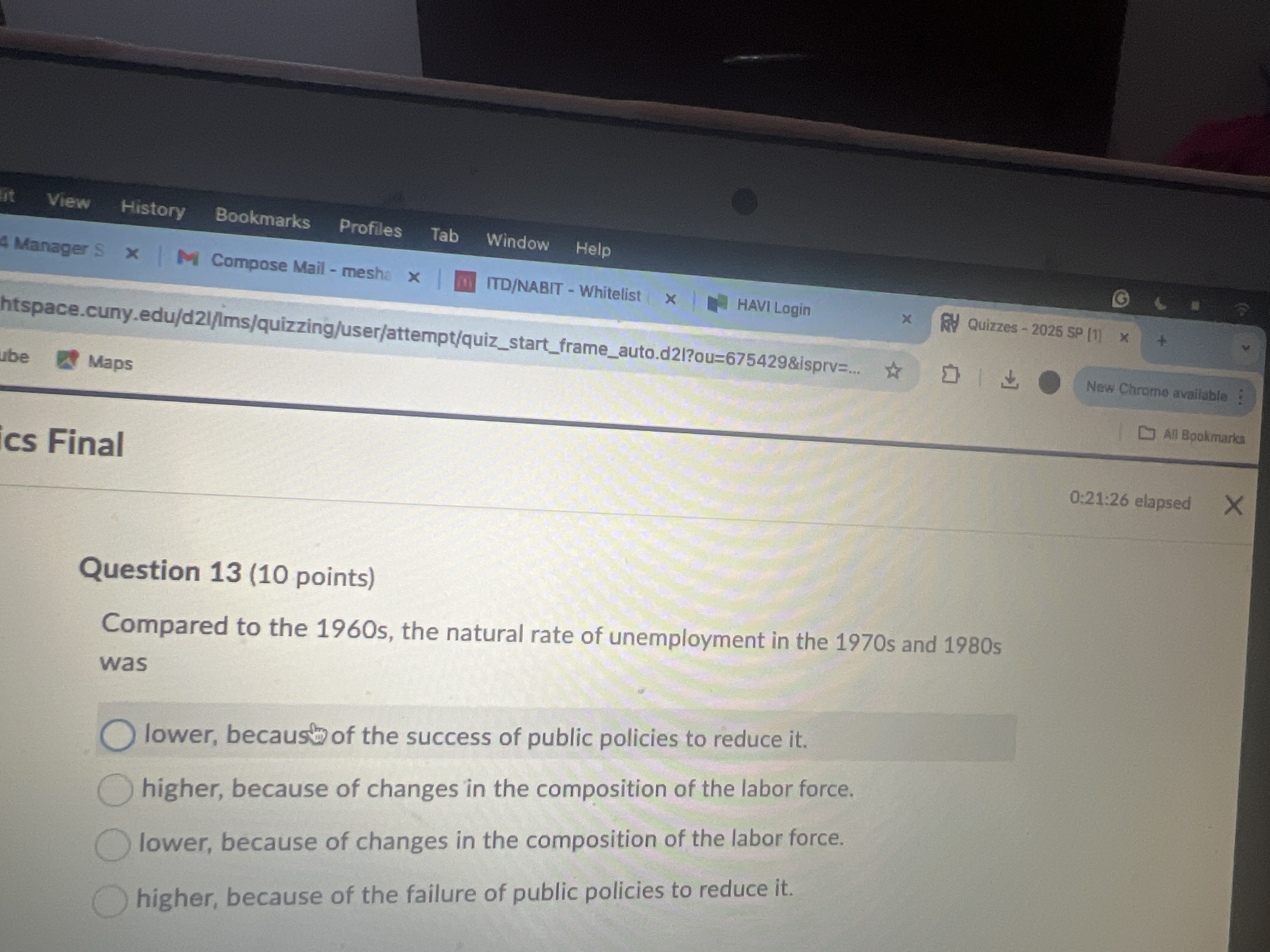 Solved Question 13 (10 ﻿points)Compared to the 1960s, ﻿the | Chegg.com