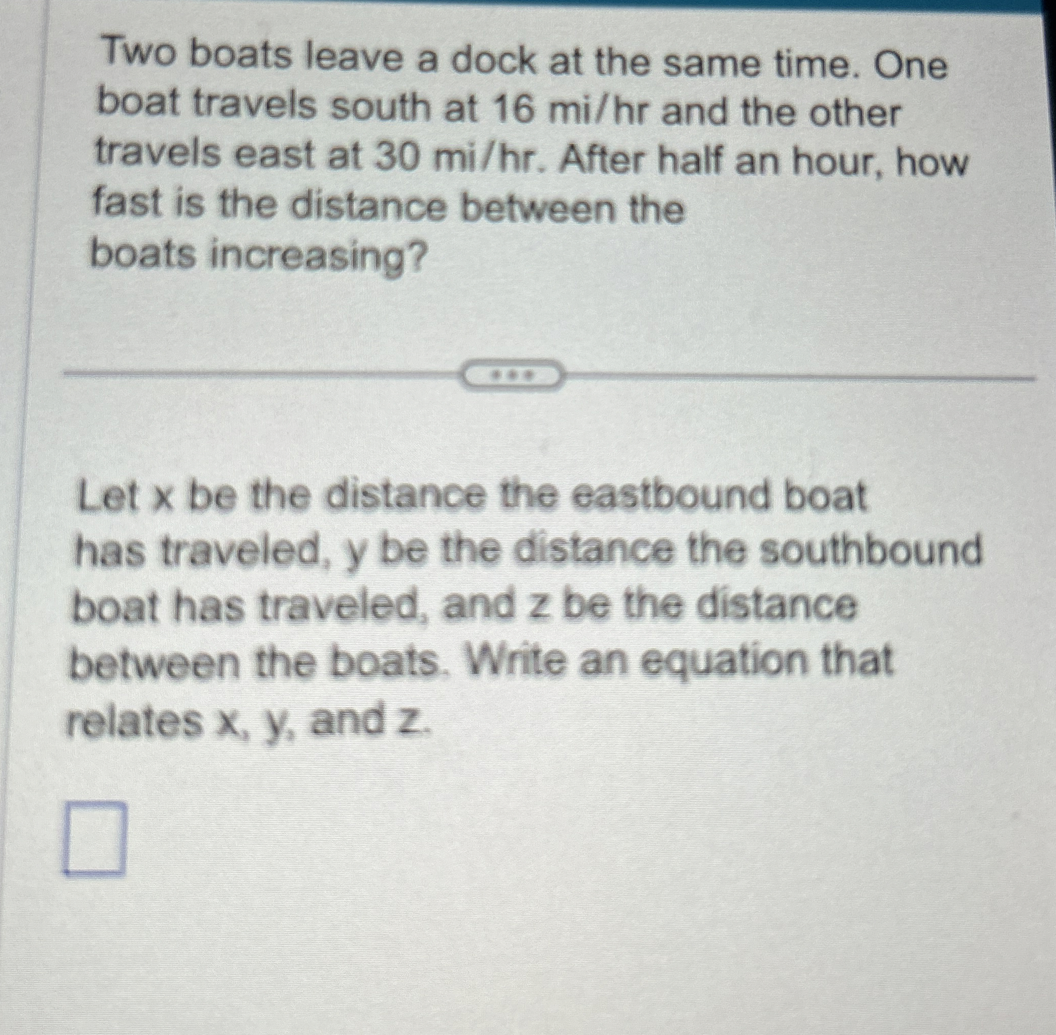 Solved Two boats leave a dock at the same time. One boat | Chegg.com