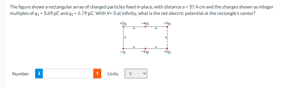 Solved The figure shows a rectangular array of ﻿charged | Chegg.com