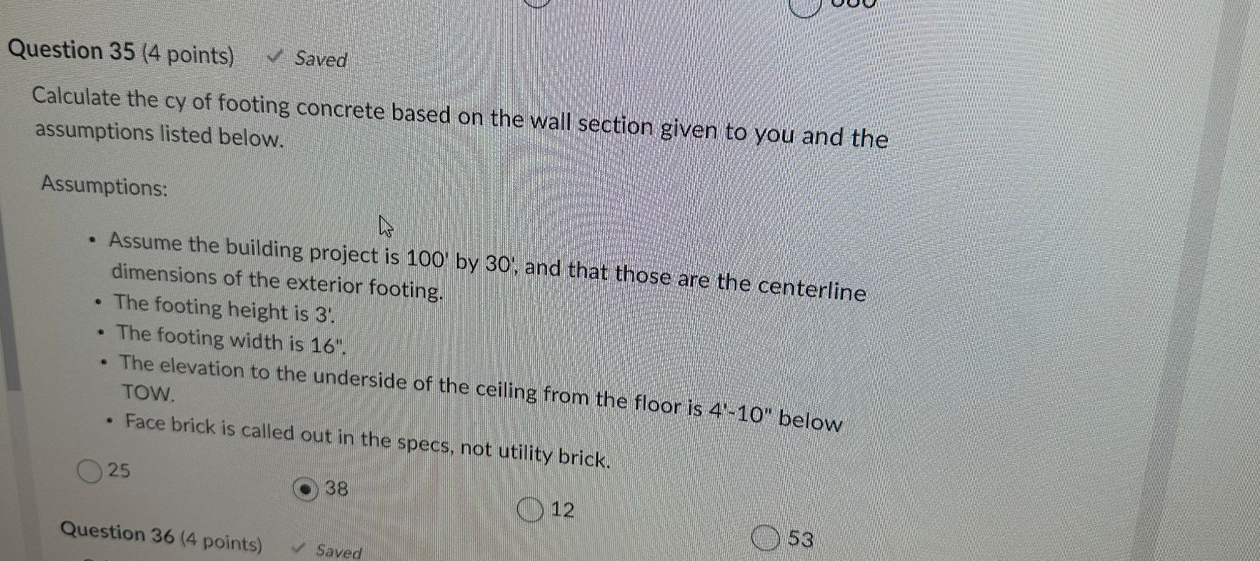 Solved Question 35 (4 ﻿points) ﻿SavedCalculate the cy of | Chegg.com