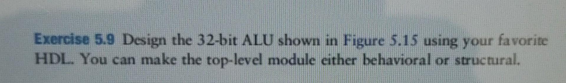 Solved Exercise 5.9 Design the 32-bit ALU shown in Figure | Chegg.com