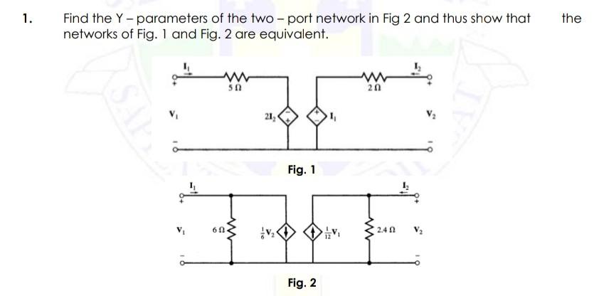 Solved Find the Y - parameters of the two - port network in | Chegg.com