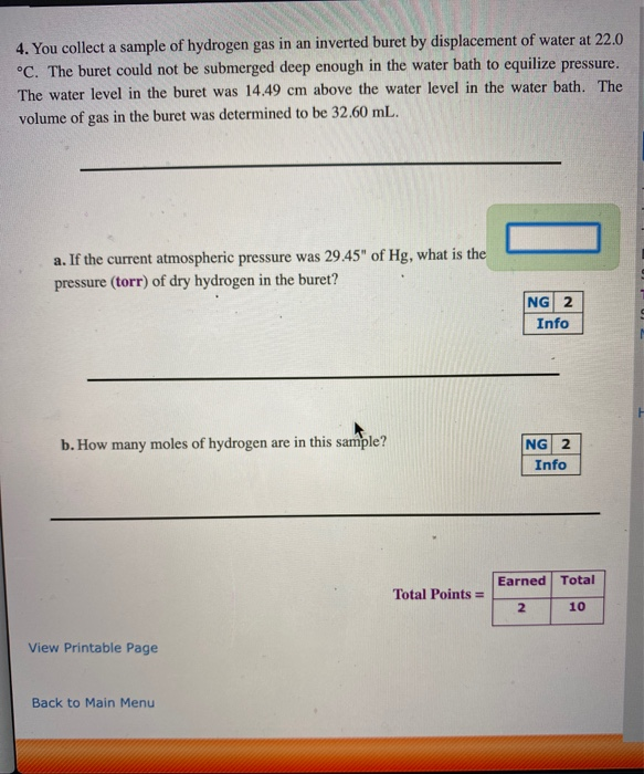 Solved 4. You collect a sample of hydrogen gas in an | Chegg.com