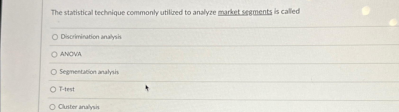 Solved The statistical technique commonly utilized to | Chegg.com
