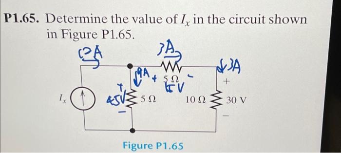 Solved P1.65. Determine the value of Ix in the circuit shown | Chegg.com