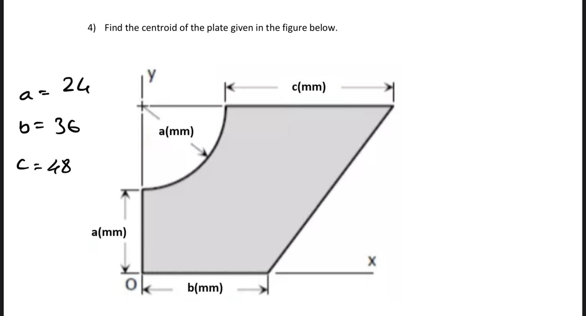 Solved by an EXPERT Find the centroid of ﻿the plate given in ﻿the figure | Chegg.com