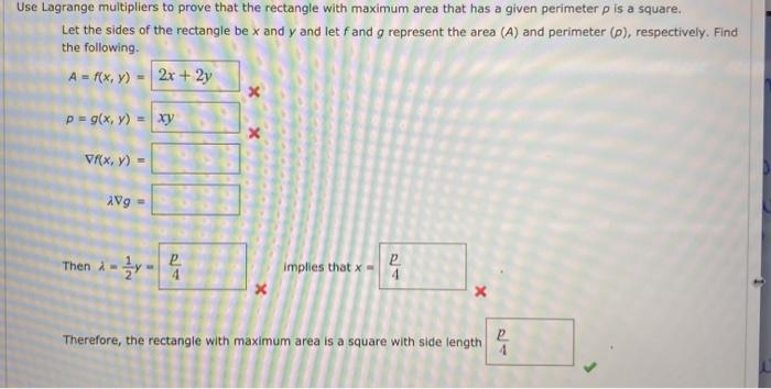 Solved Use Lagrange multipliers to prove that the rectangle | Chegg.com