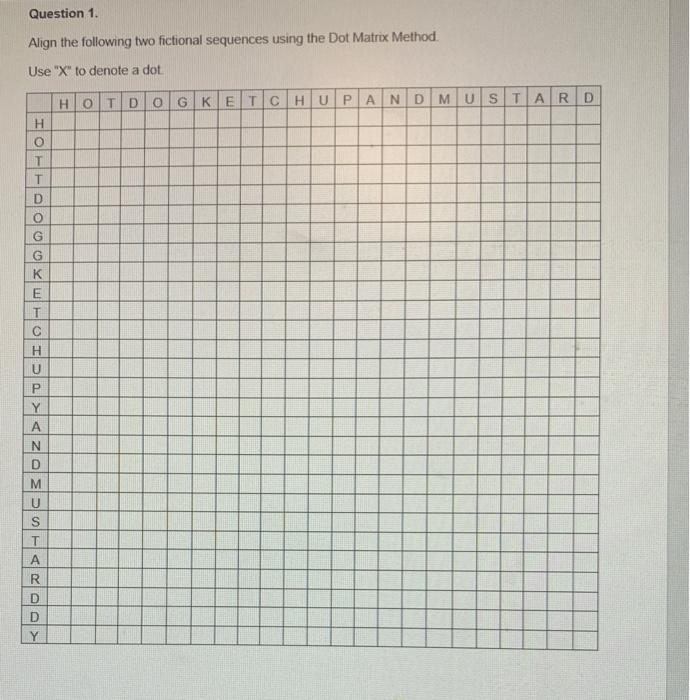 Solved Question 1. Align the following two fictional | Chegg.com