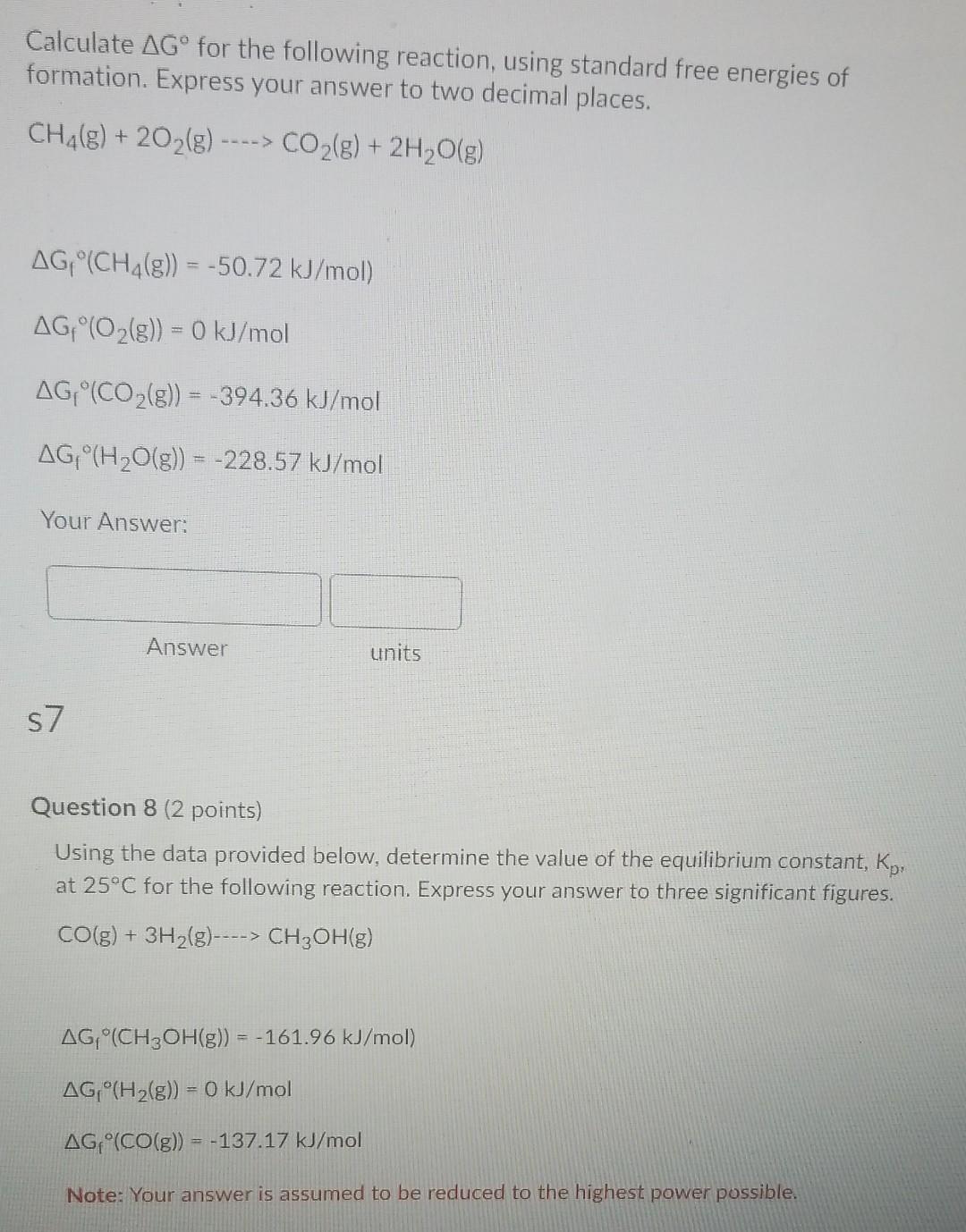 Solved Calculate AGº for the following reaction, using | Chegg.com