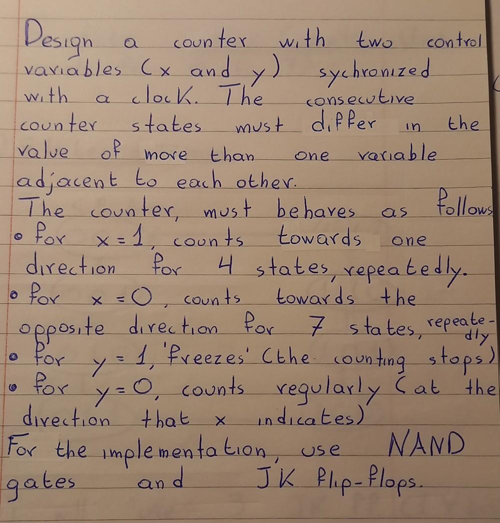 Solved design a digital counter with inputs x and y. The | Chegg.com