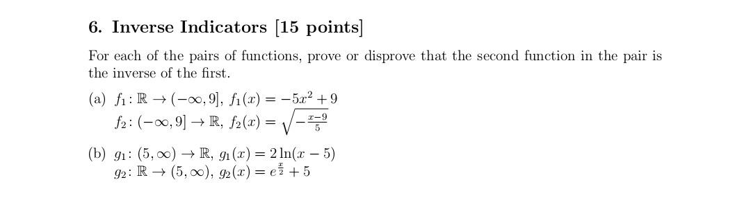 Solved 3. Funky Functions [10 points] Determine if each of | Chegg.com
