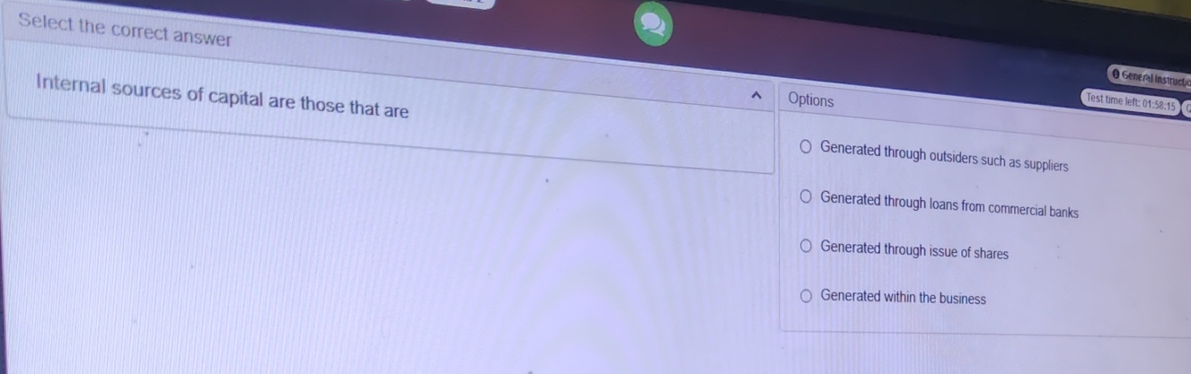 Solved Select the correct answer0 ﻿General instructoInternal | Chegg.com
