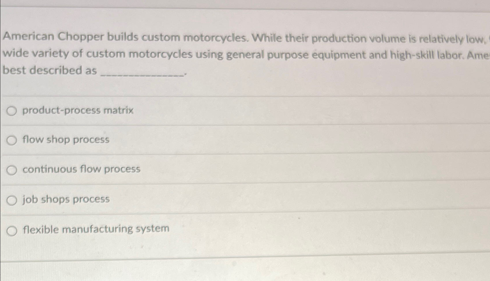 Solved American Chopper builds custom motorcycles. While | Chegg.com