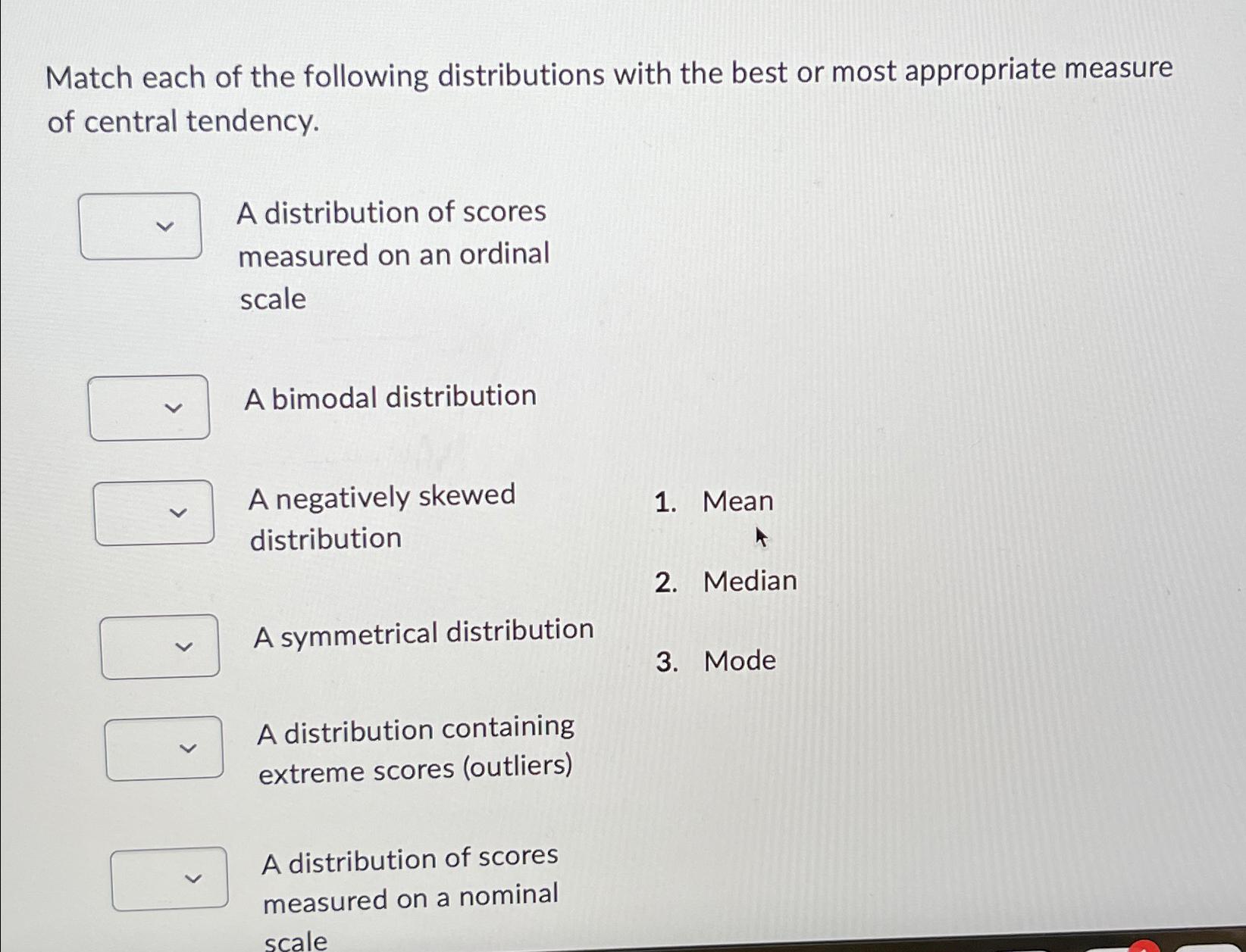 Solved Match each of the following distributions with the | Chegg.com