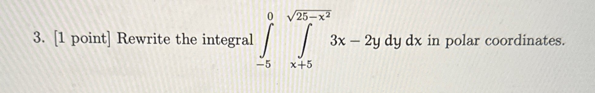 Solved [1 ﻿point] ﻿Rewrite the integral | Chegg.com