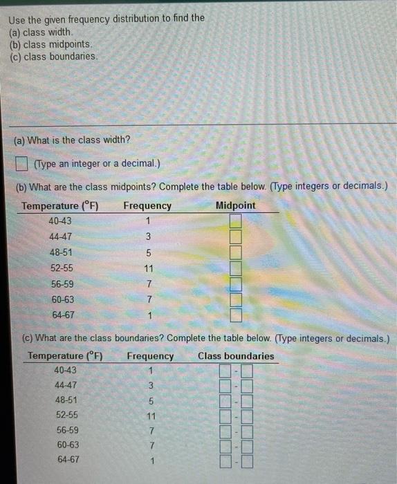 Solved Use the given frequency distribution to find the (a) | Chegg.com