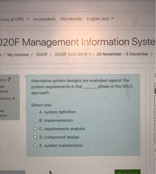 Solved rning at UPEI Accessdeck Old-Moodle English (en) 20F | Chegg.com