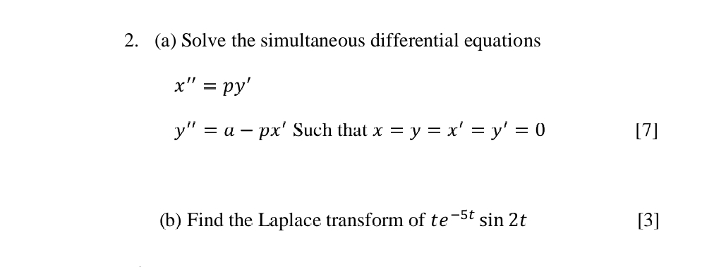 Solved (a) ﻿Solve the simultaneous differential | Chegg.com