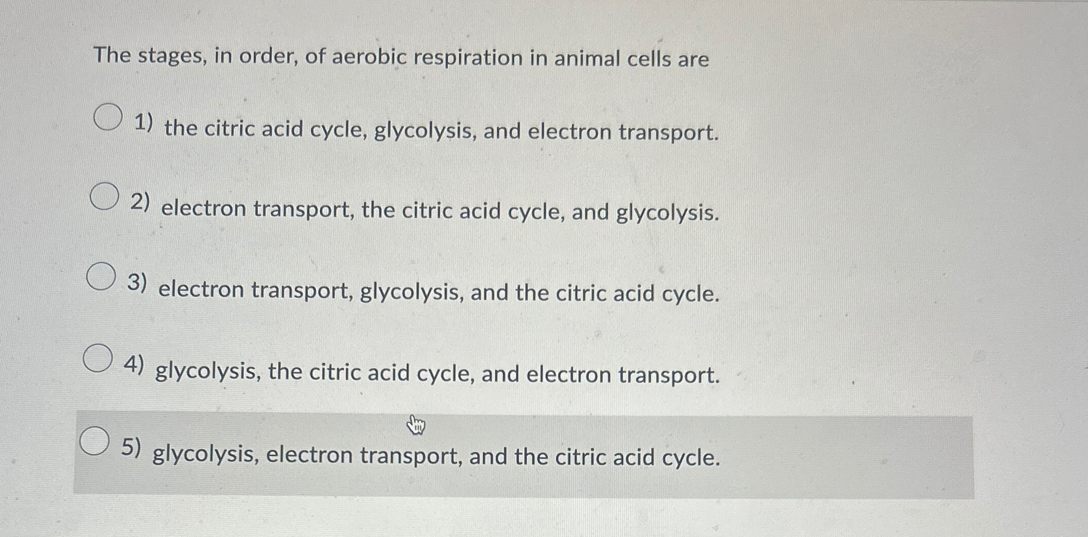 Solved The stages, in order, of aerobic respiration in | Chegg.com