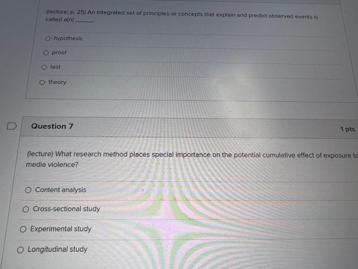 Solved (lecture: p. 25) An integrated set of principles or | Chegg.com