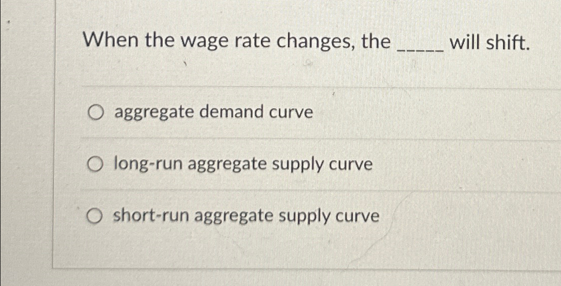 Solved When the wage rate changes, the will shift.aggregate | Chegg.com