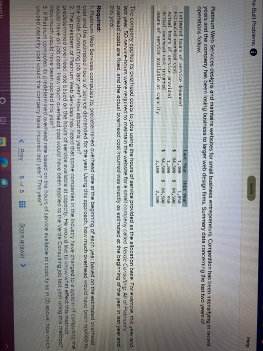 Solved Pre-Built Problems Saved Help Platinum Web Services | Chegg.com