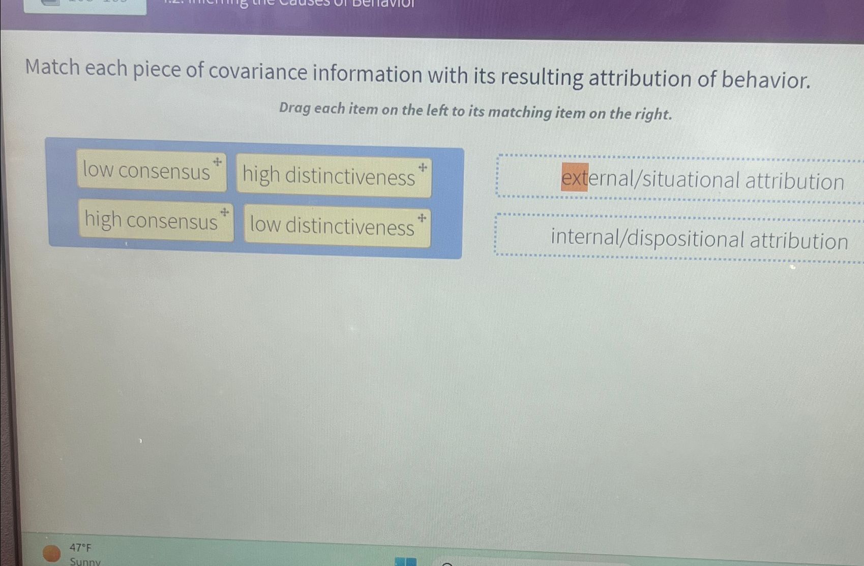 Solved Match each piece of covariance information with its | Chegg.com