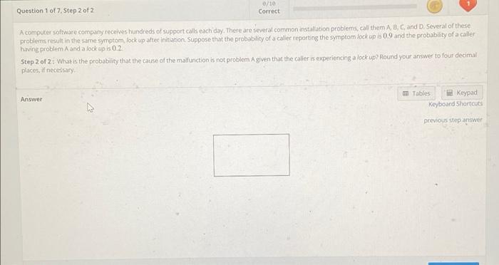 Solved Question 1 Of 7 Step 2 Of 2 0 10 Correct A Computer
