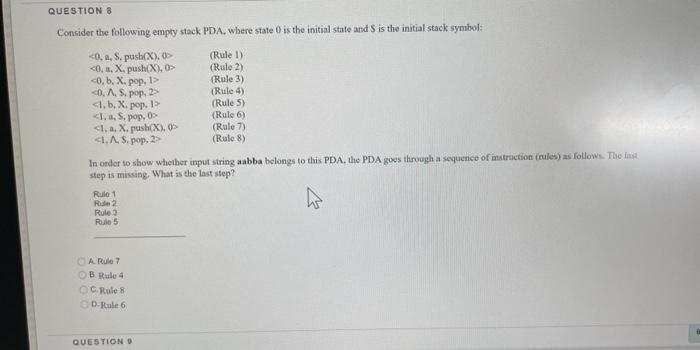 Solved QUESTION & Consider the following empty stack PDA, | Chegg.com