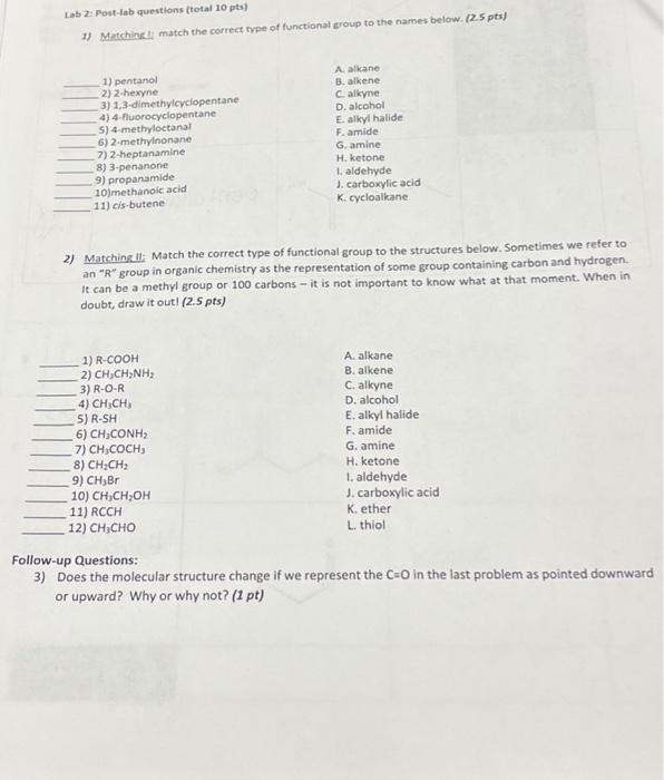 Solved Lab 2: Post-lab questions (total 10 pts) 1) Matching | Chegg.com