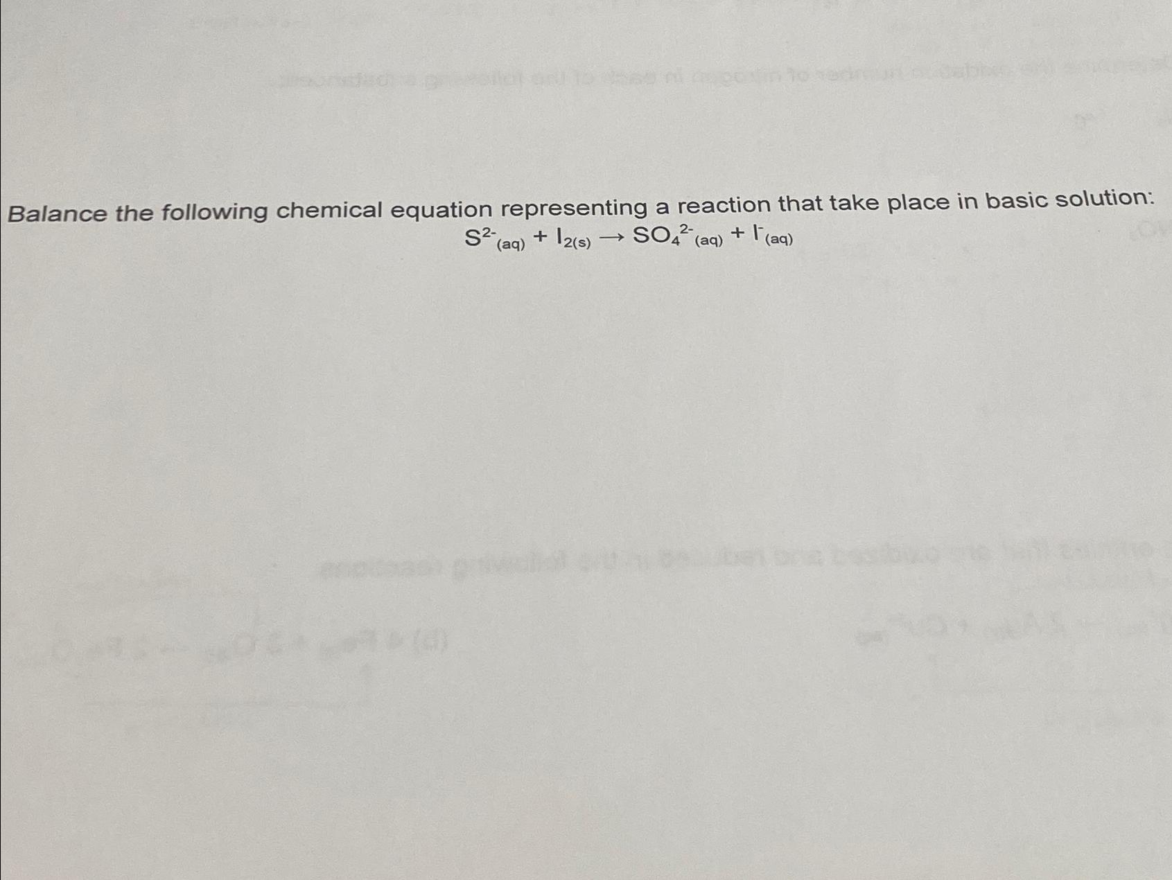 Solved Balance the following chemical equation representing | Chegg.com