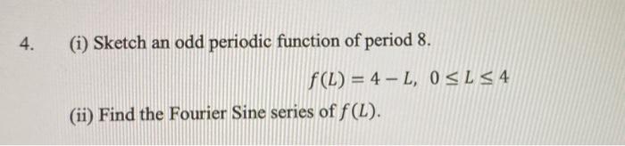 Solved 4. (i) Sketch an odd periodic function of period 8. | Chegg.com